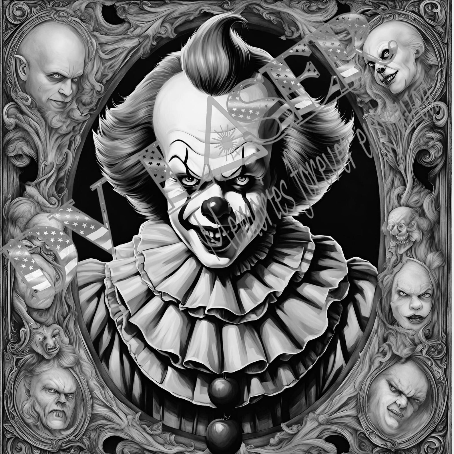 Clown - Grayscale It - Engrave With Laser or Print - Etsy