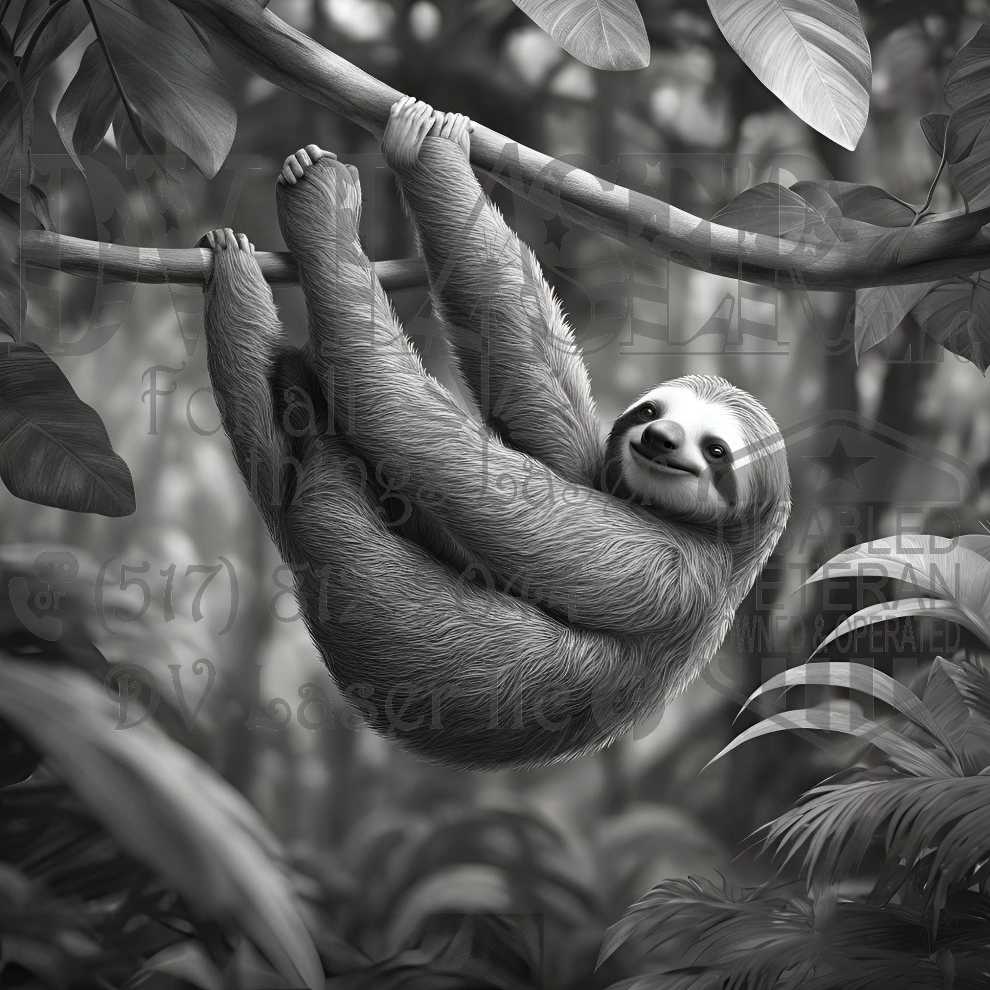 Sloth in Grayscale - Printable Artwork - Laser-ready Engravable - Etsy