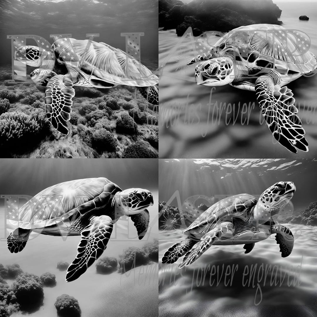 Laser Engrave Grayscale Sea Turtle Slate or Wood - Etsy