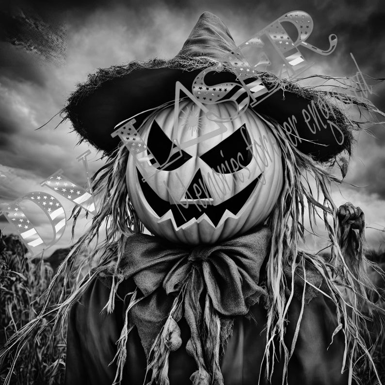 Grayscale Jack the Scarecrow Set of 4 Images - Etsy