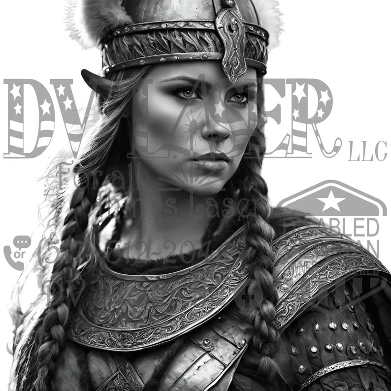 Lady Viking Warrior Engravable and Printable - Grayscale Laser-ready - Etsy