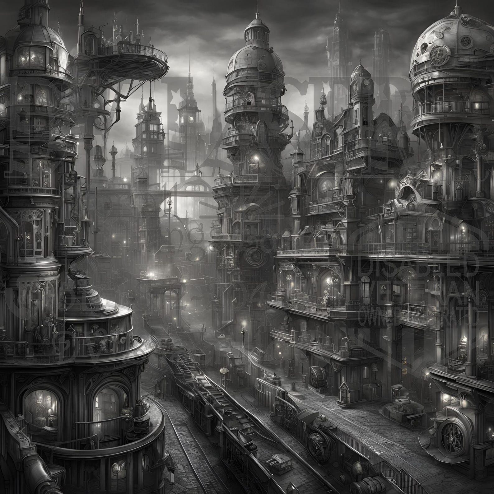 Grayscale Steampunk Digital Printable Image - Laser-ready - Etsy