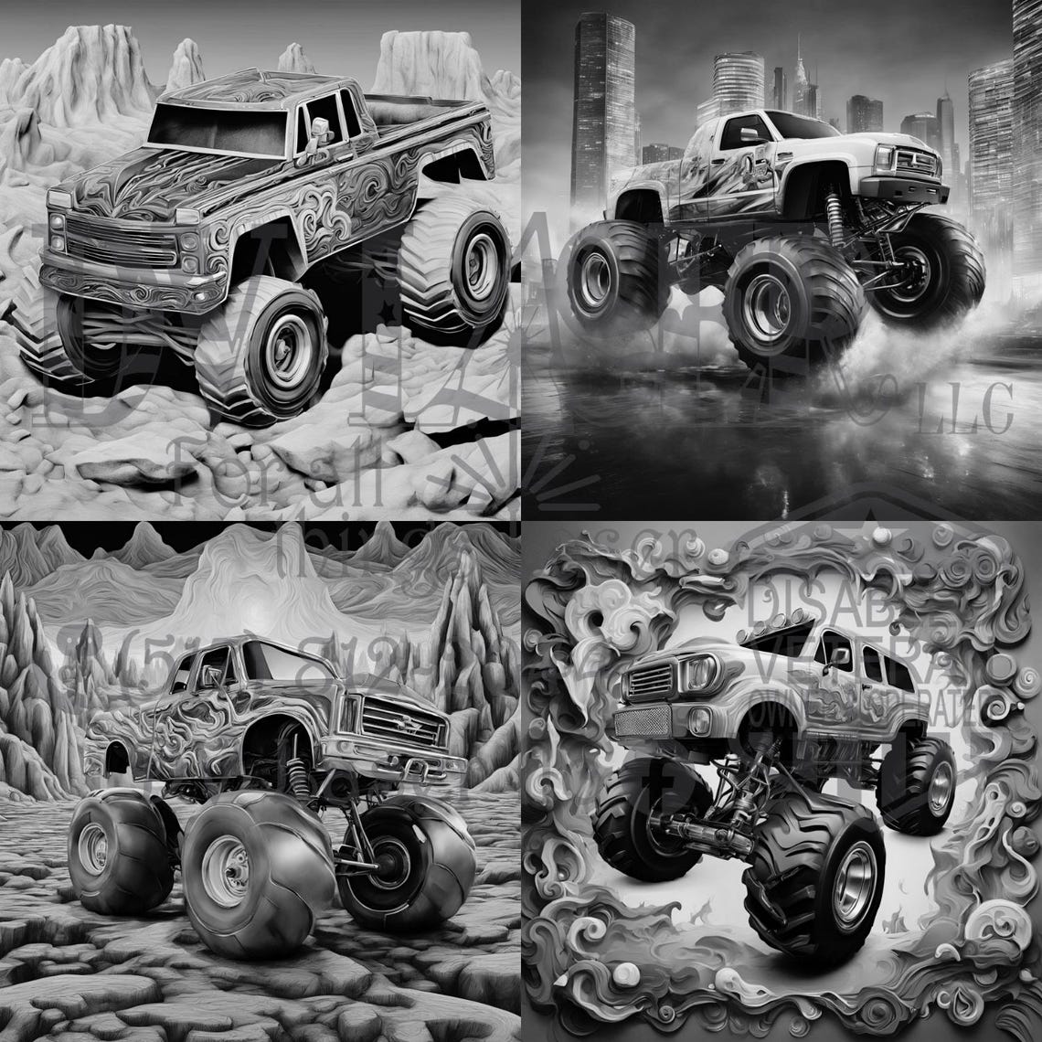 Monster Truck Print or Engrave Laser Ready Image - Etsy