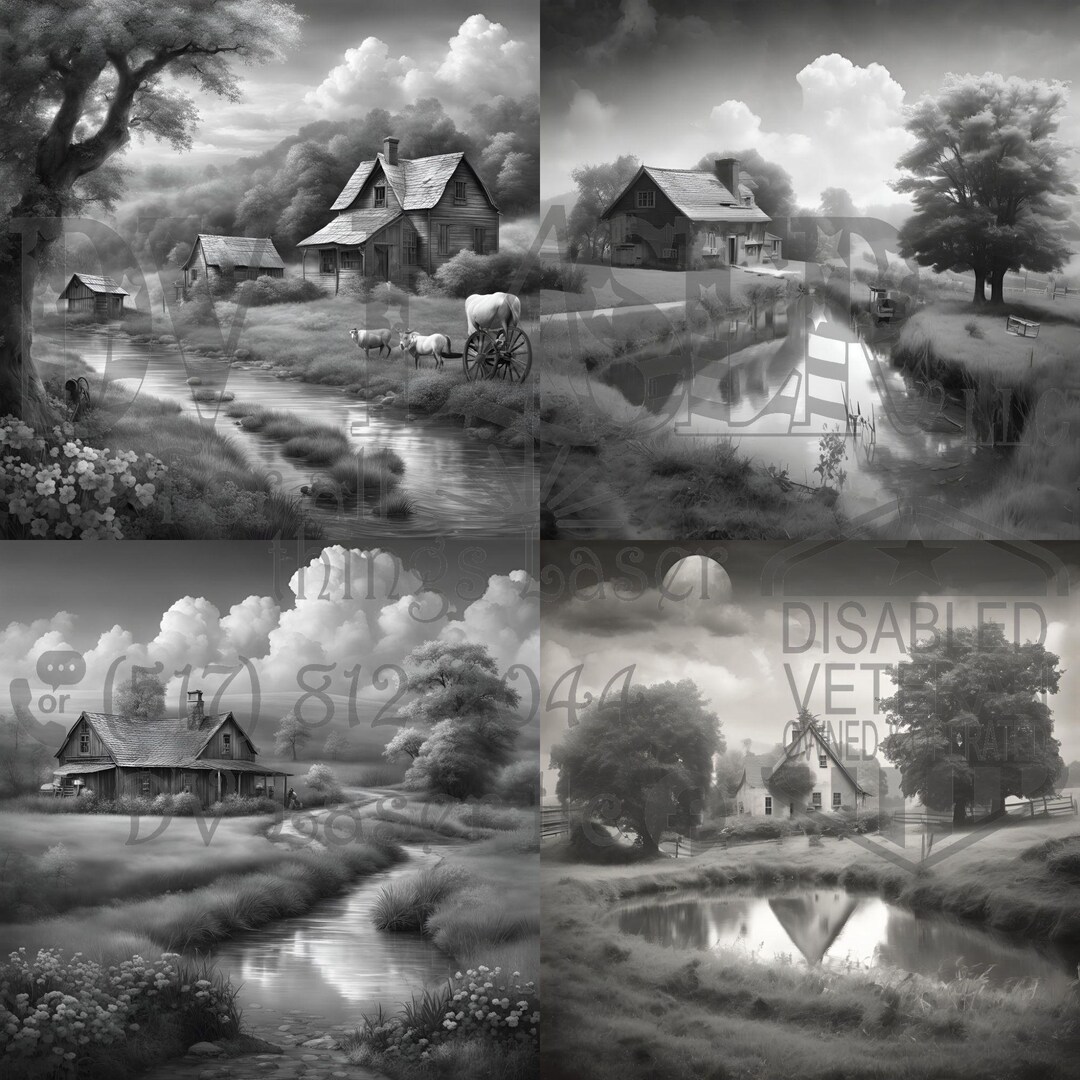 Vintage Bucolic Image Set: Laser Engraving & Wall Art (digital Download ...