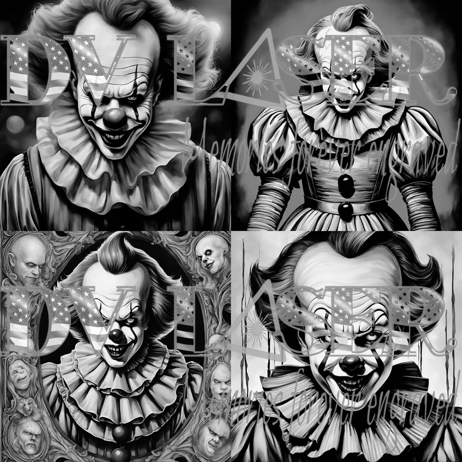 Clown - Grayscale It - Engrave With Laser or Print - Etsy