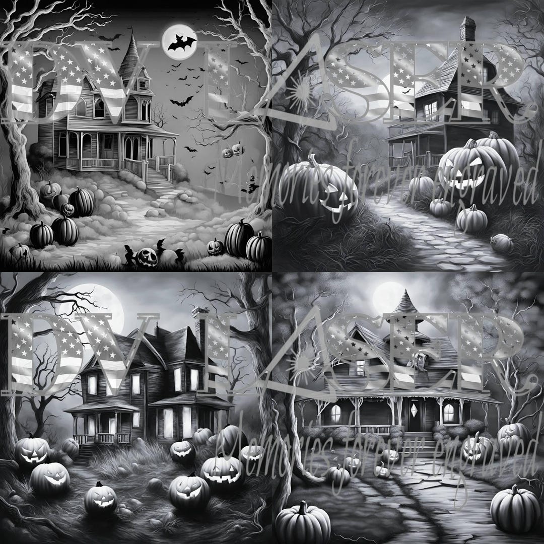 Spooky Houses Halloween Decor - Laser Ready Files or Printable - Etsy