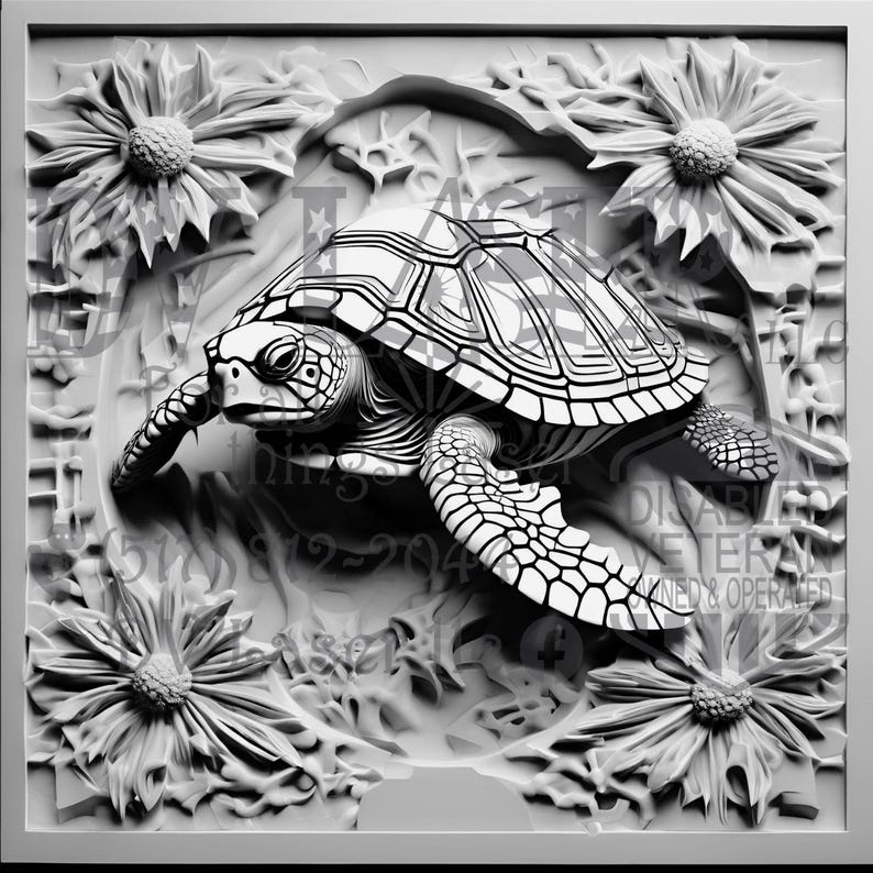 Sea Turtle - Wood Relief - Art - Laser Burn PNG - Etsy