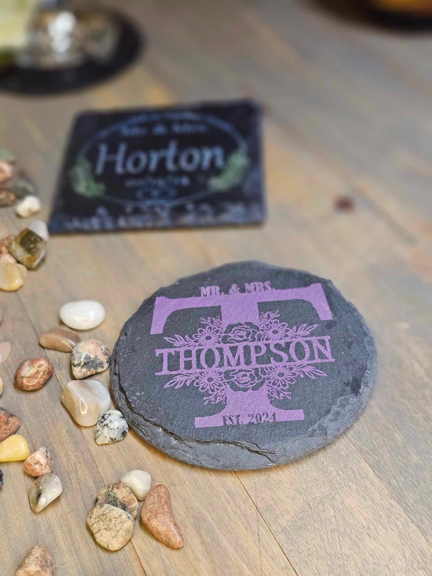 Custom Engraved Laser Engraved Slate Coasters, Gift, Wedding, Couple ...