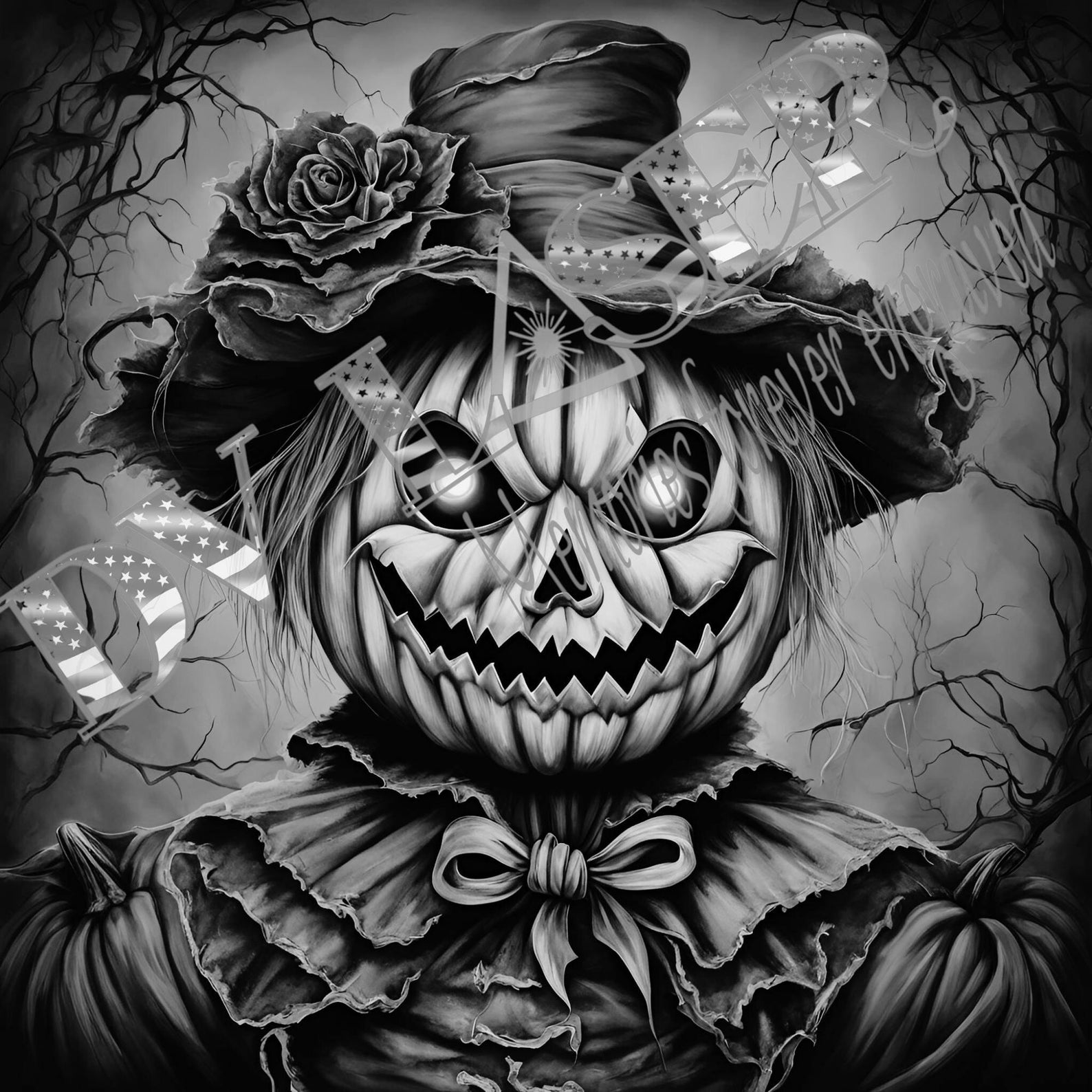 Grayscale Jack the Scarecrow Set of 4 Images - Etsy