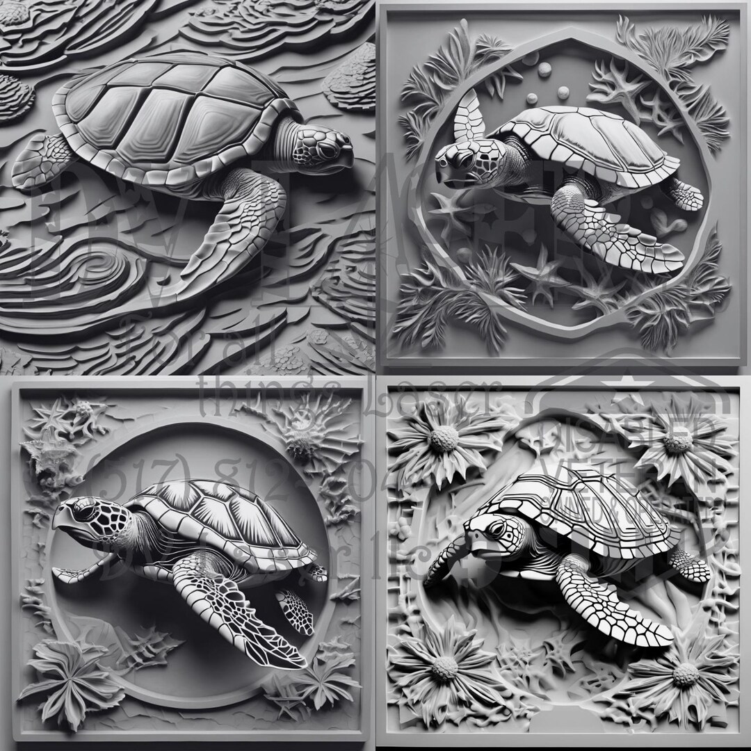 Sea Turtle - Wood Relief - Art - Laser Burn PNG - Etsy