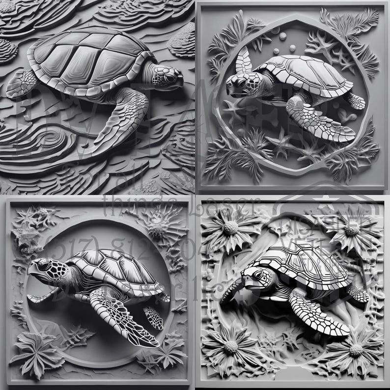 Sea Turtle - Wood Relief - Art - Laser Burn PNG - Etsy