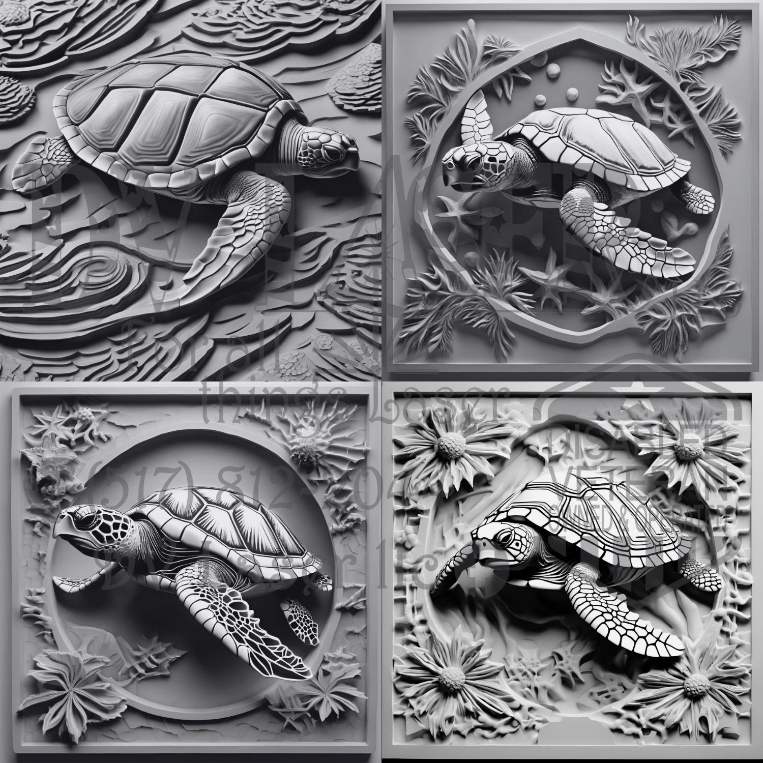 Sea Turtle - Wood Relief - Art - Laser Burn PNG - Etsy