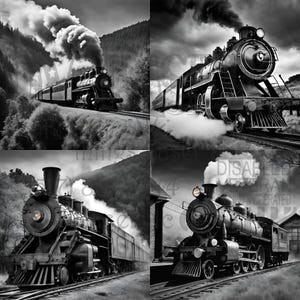 Steam Train Engine - Hi Res - Engrave or Print - Etsy