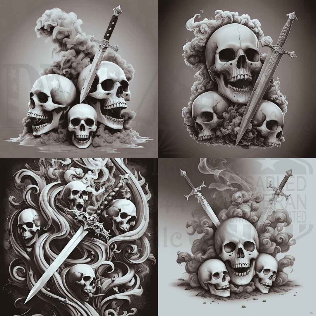 Gothic Galore Smoke, Skulls, and Daggers - SVG - PNG - Jpg - PDF Print ...