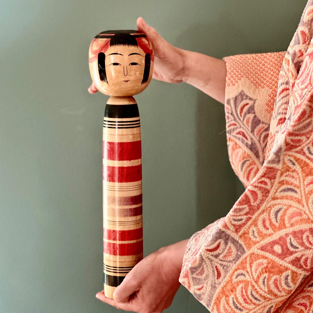 Vintage Tsuchiyu Kokeshi Doll by Abe Ichiro (36cm) | Purple Accents ...