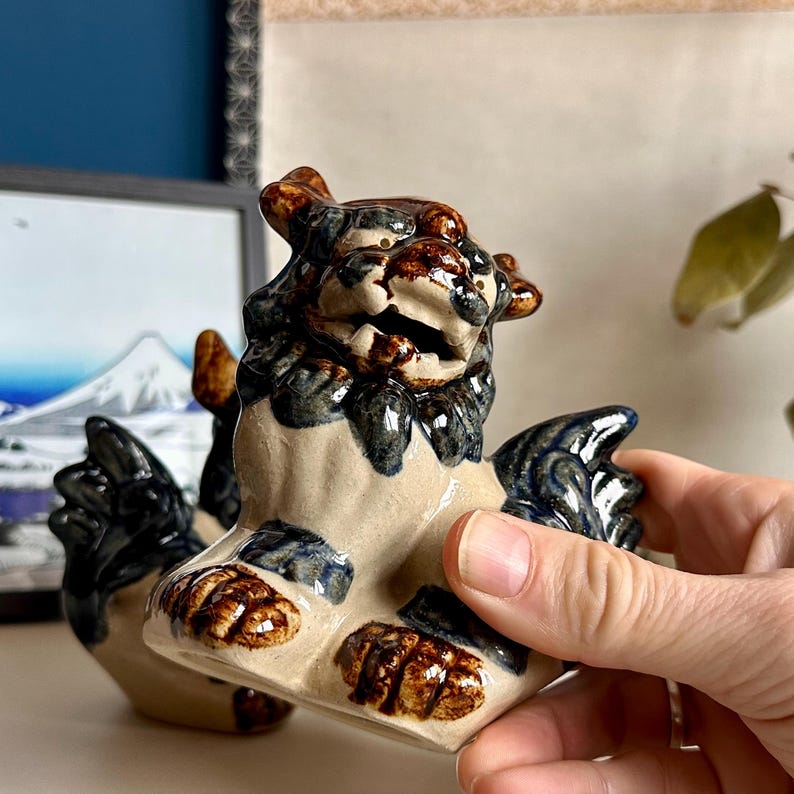 Vintage Okinawa Shisa Lion Dogs Pair | Japanese Guardian Statues *US ...