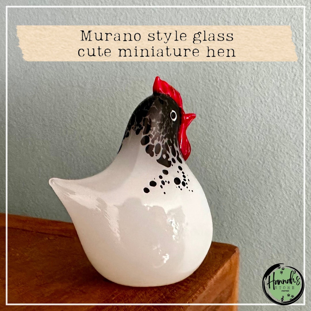Hand Blown Glass Chicken Figurine Murano Style Miniature Hen ...