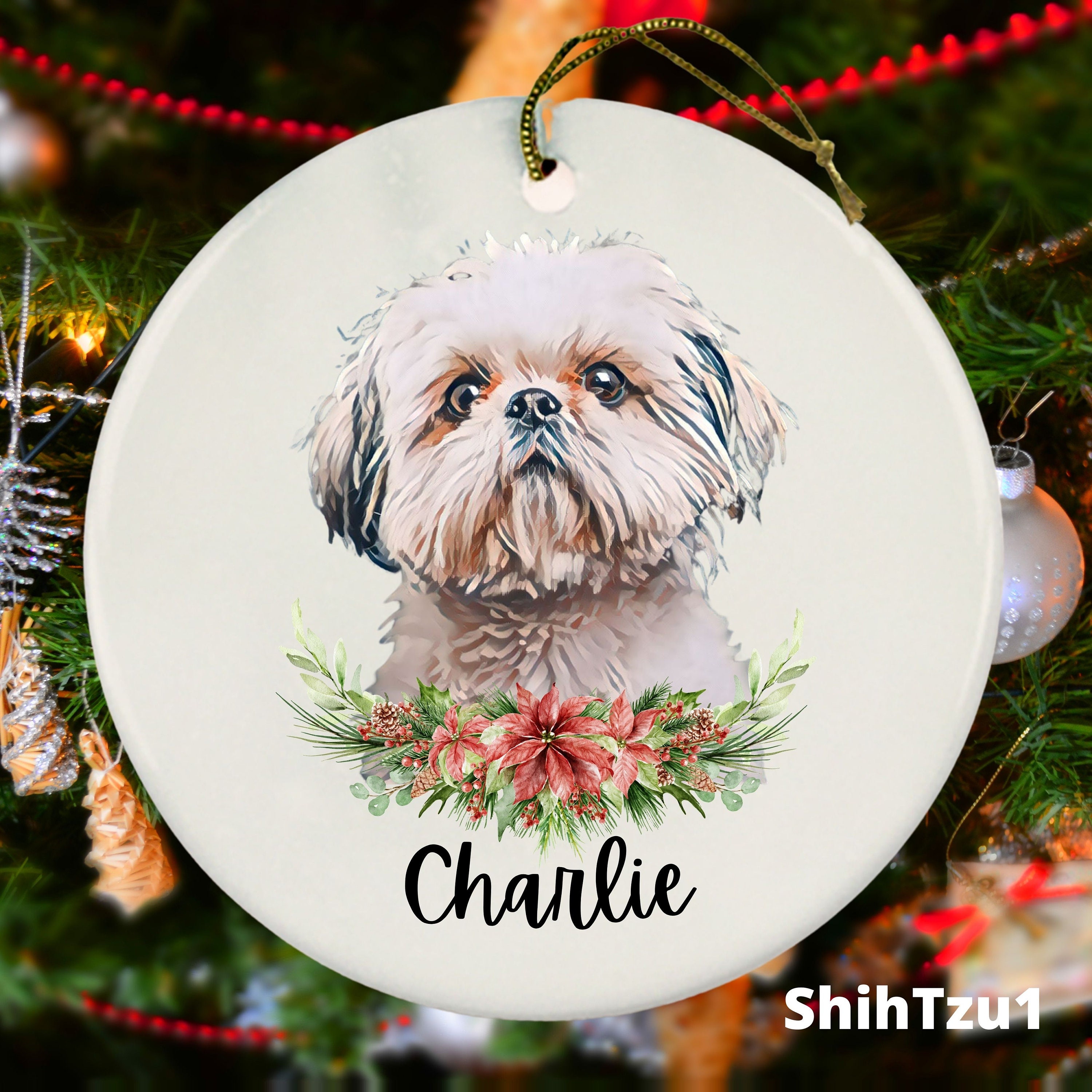 Shih Tzu Christmas Ornament - Picture Options - Custom Dog Gift ...