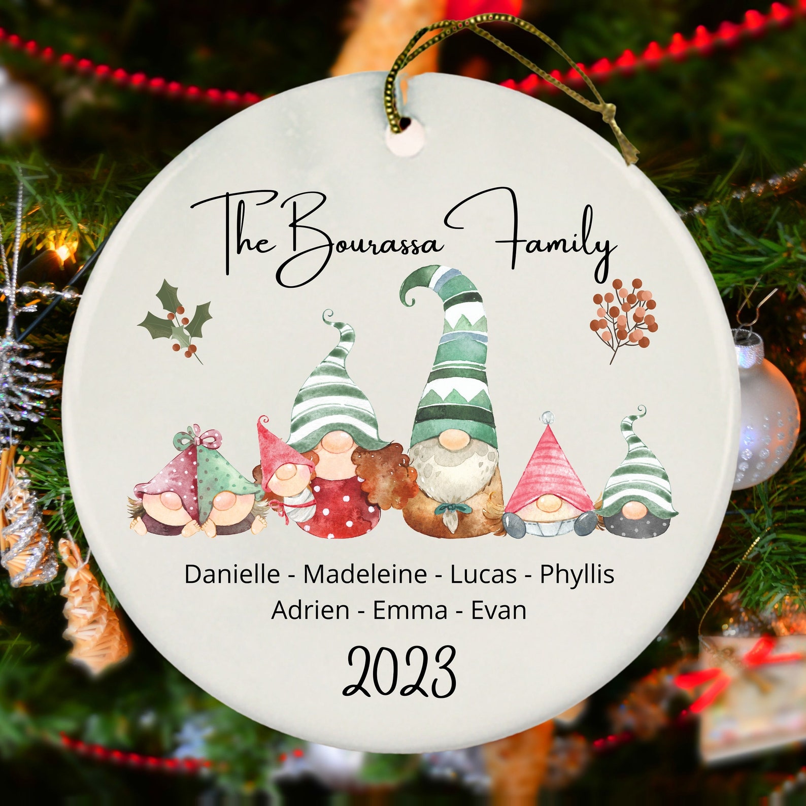 Personalized Gnome Family Christmas Ornament - Select up to 8 Gnomes ...