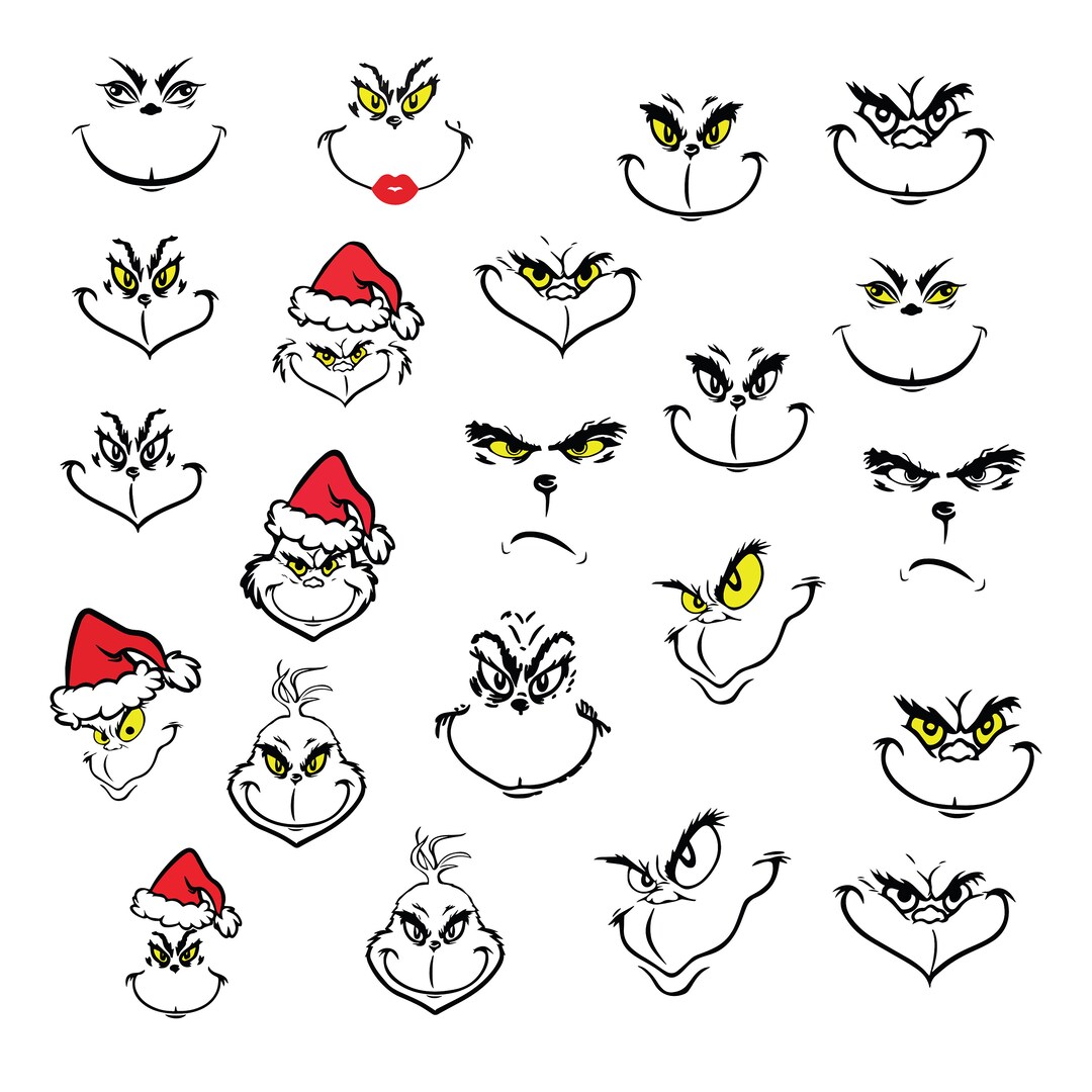 Grinch Cara Svg Grinch Mano Grinch SVG Paquete Adorno - Etsy España