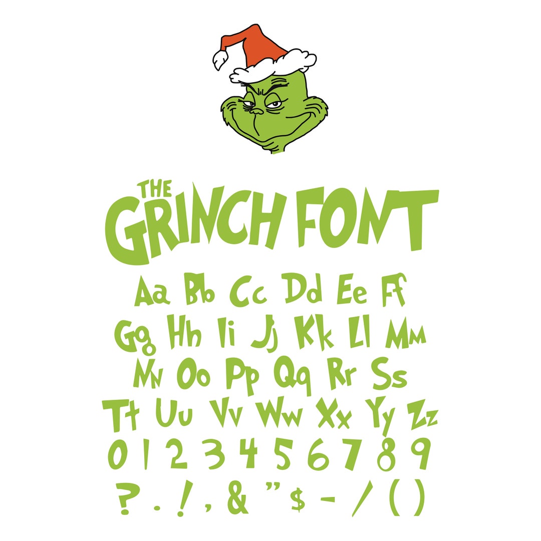 Grinch Font SVG Grinch Face Svg Grinch Hand Grinch - Etsy UK