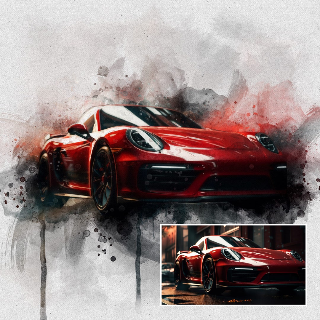 Car Custom Watercolor Portrait, Car Painting From Photo, Personalized ...
