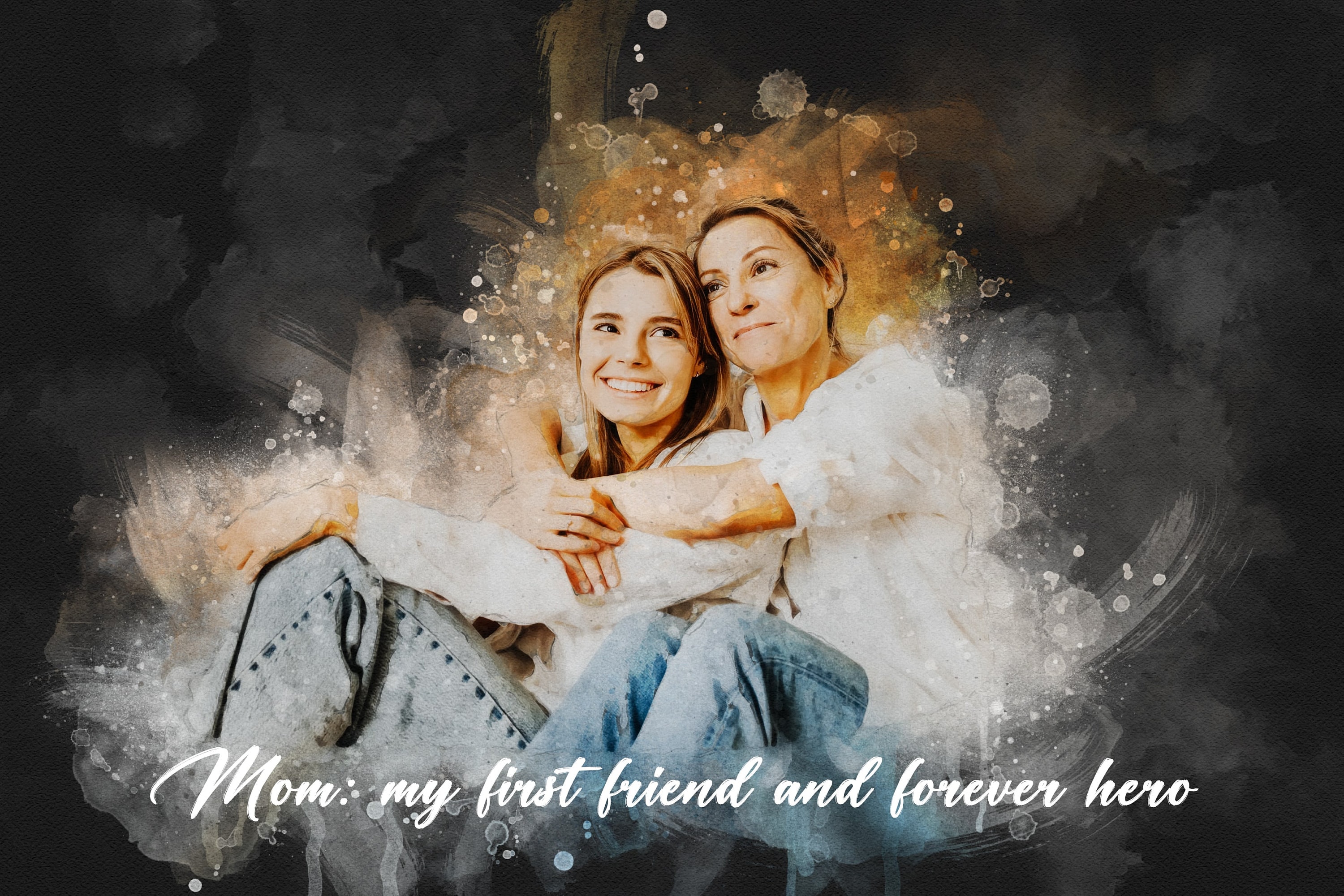 Custom Mother Daughter Illustrationmom Daughter Personalized - Etsy