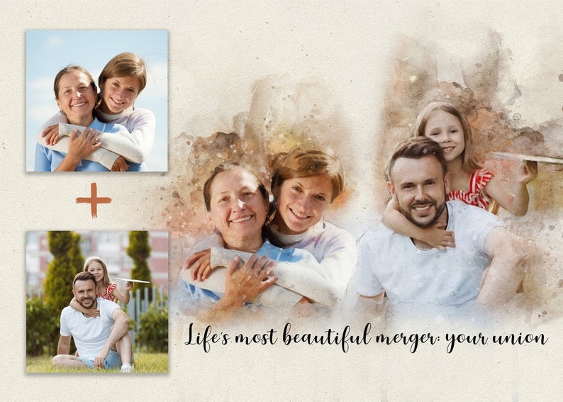 Watercolor Family Portrait From Merging Multiple Photos,anniversary ...