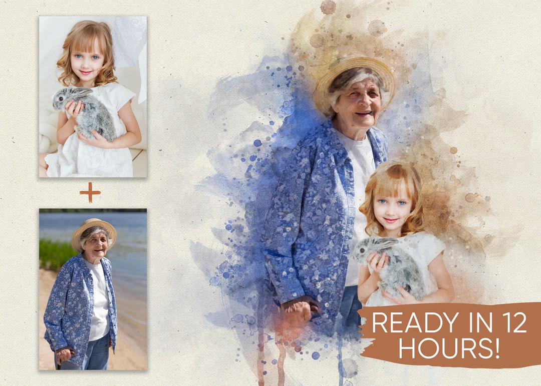 Watercolor Family Portrait From Merging Multiple - Etsy