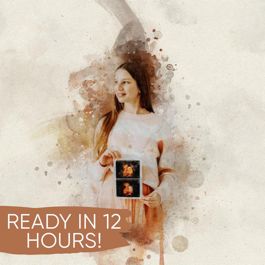 Baby Ultrasound Art, Watercolor Sonogram Print, Baby Shower Gift ...