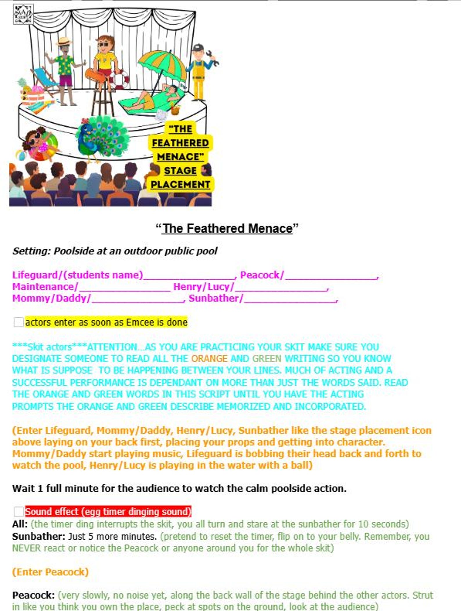 Skit Script - the Feathered Menace - Etsy