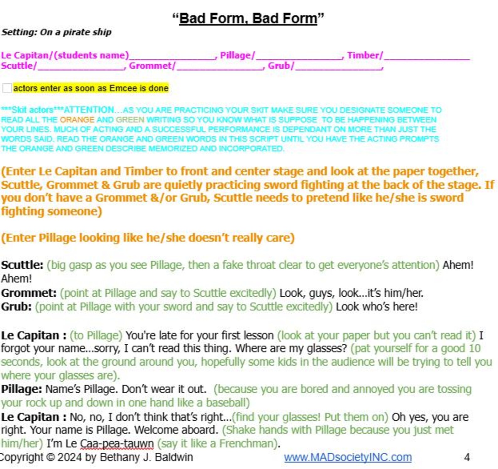Skit Script Bad Form, Bad Form - Etsy