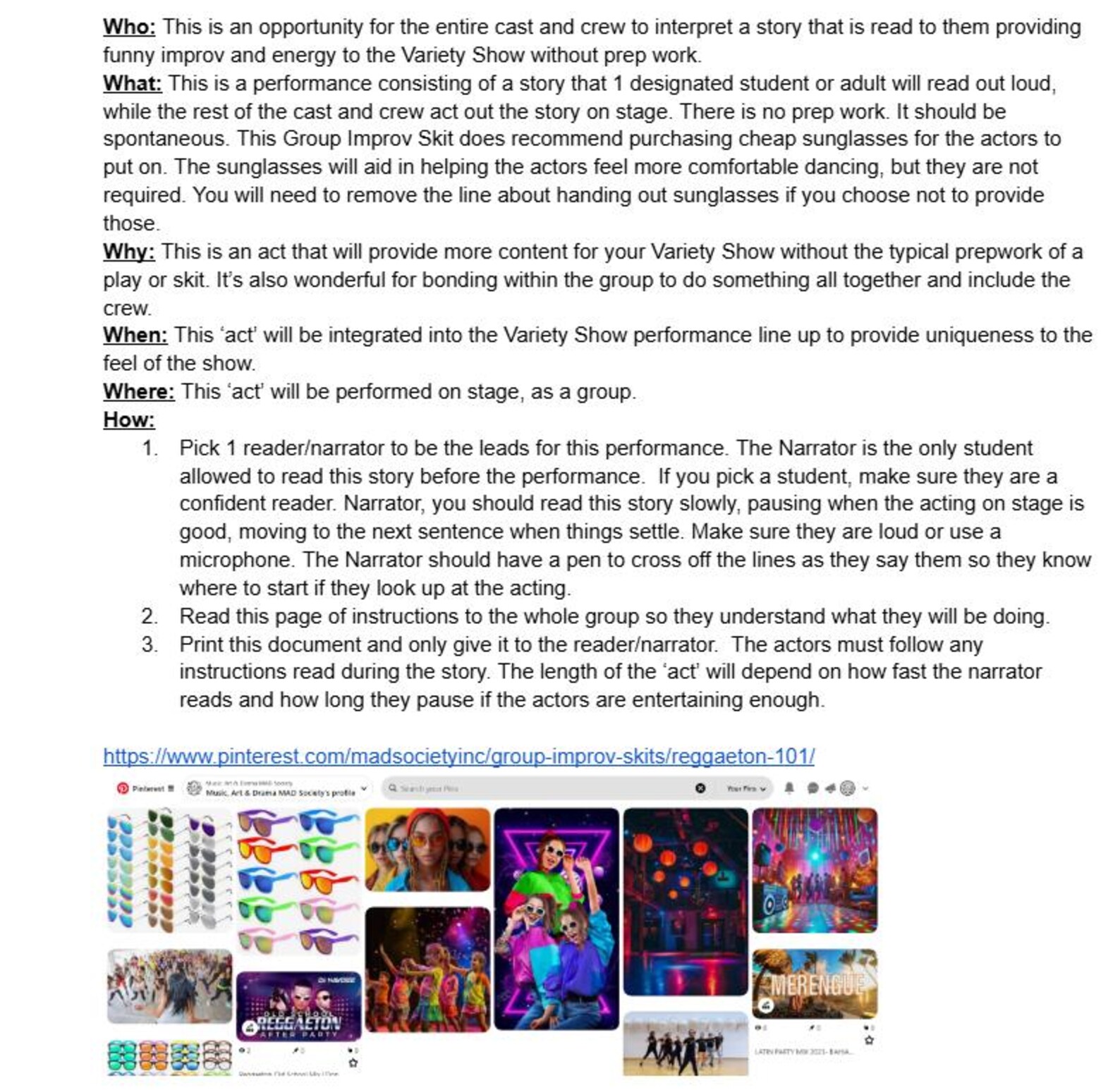 Group Improv Skit - Reggaeton 101 - Etsy