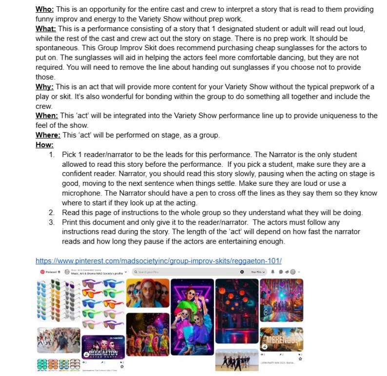 Group Improv Skit - Reggaeton 101 - Etsy