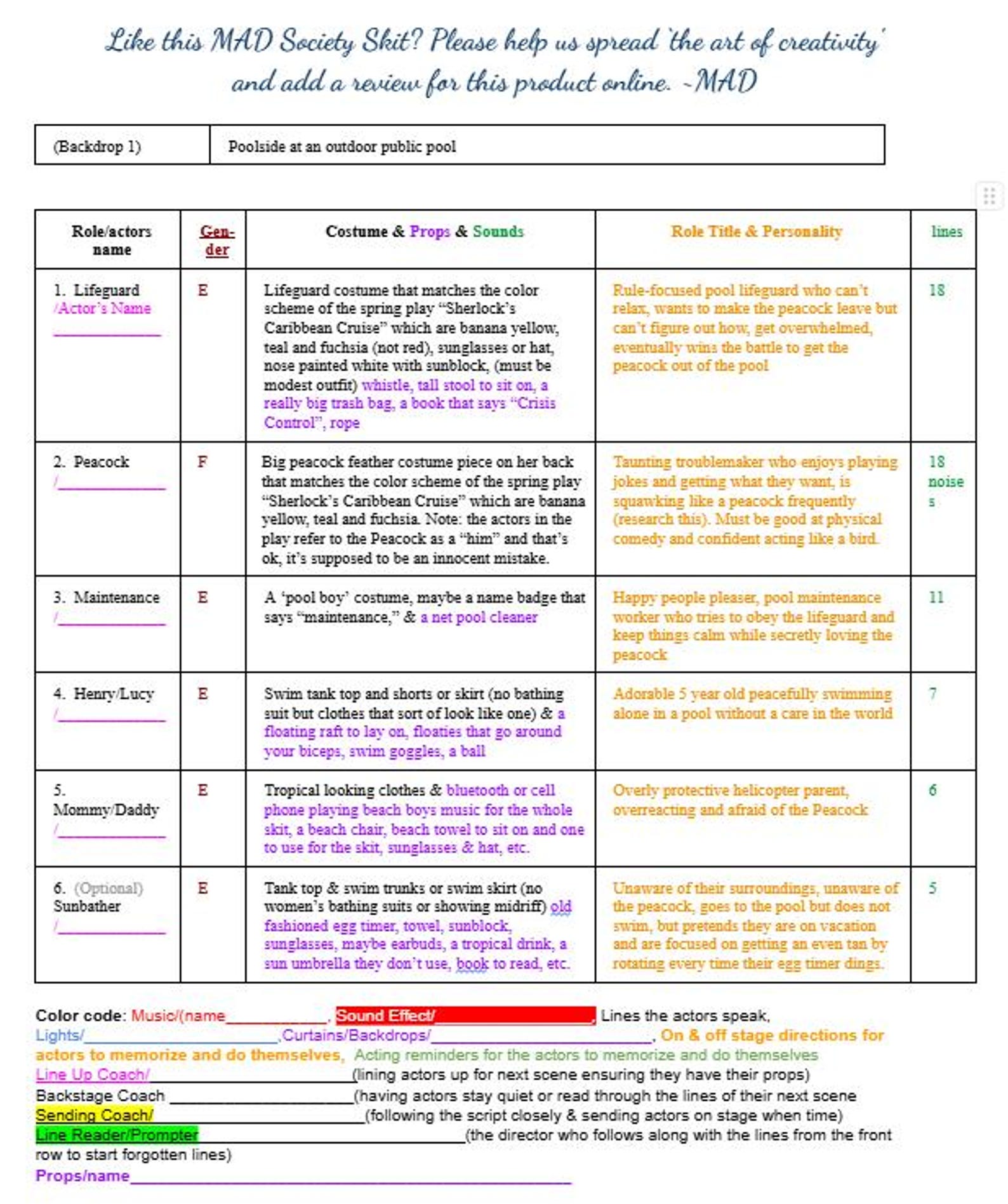 Skit Script - the Feathered Menace - Etsy