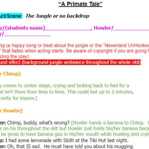 Skit Script A Primate Tale - Etsy