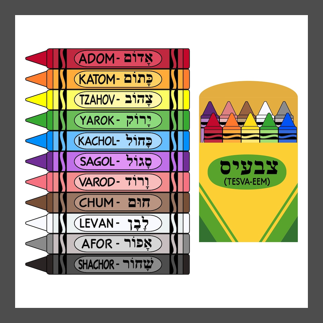 Hebrew Colors Educational Poster - Etsy