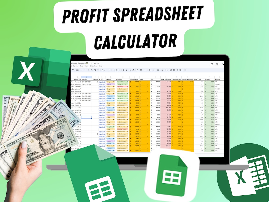 Sales Profit Spreadsheet Template Google Sheets & Excel Profit ...