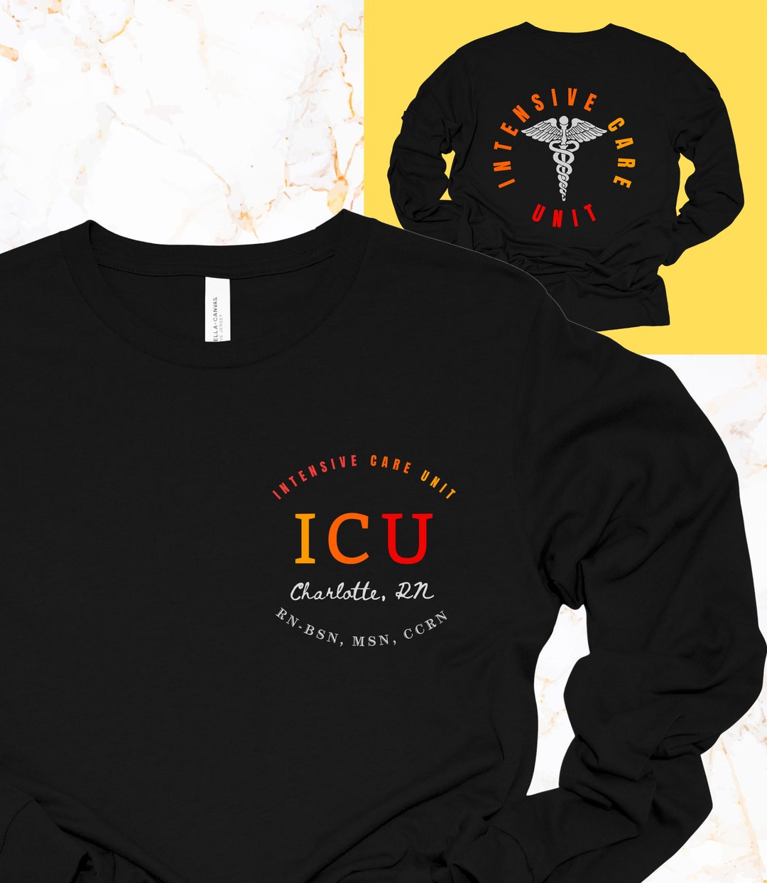 Custom ICU Long Sleeve Tee, Personal ICU Nurse Shirt, Icu Nurse, New ...