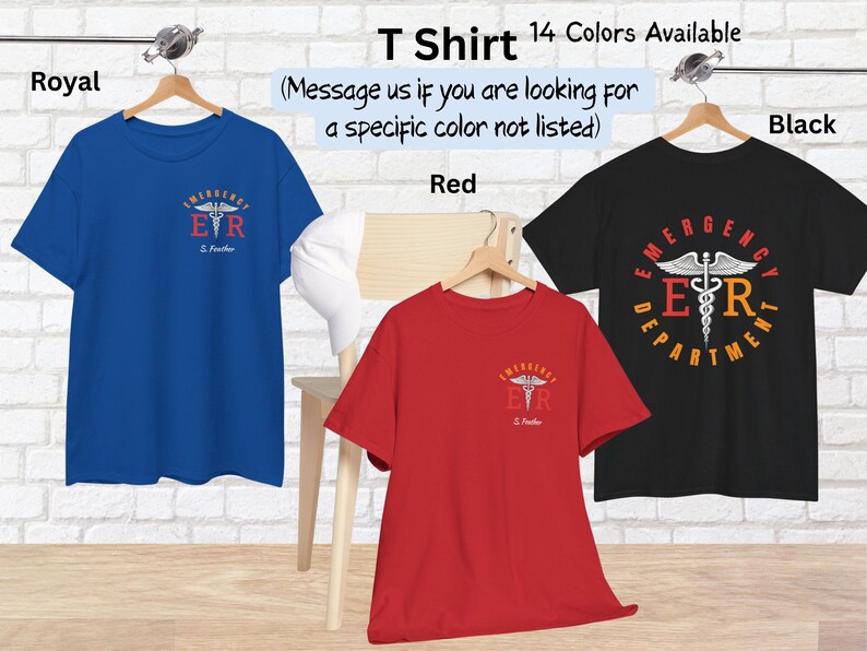 Custom Emergency Department Shirt: Personalized Red Graphic ER Nurse ...