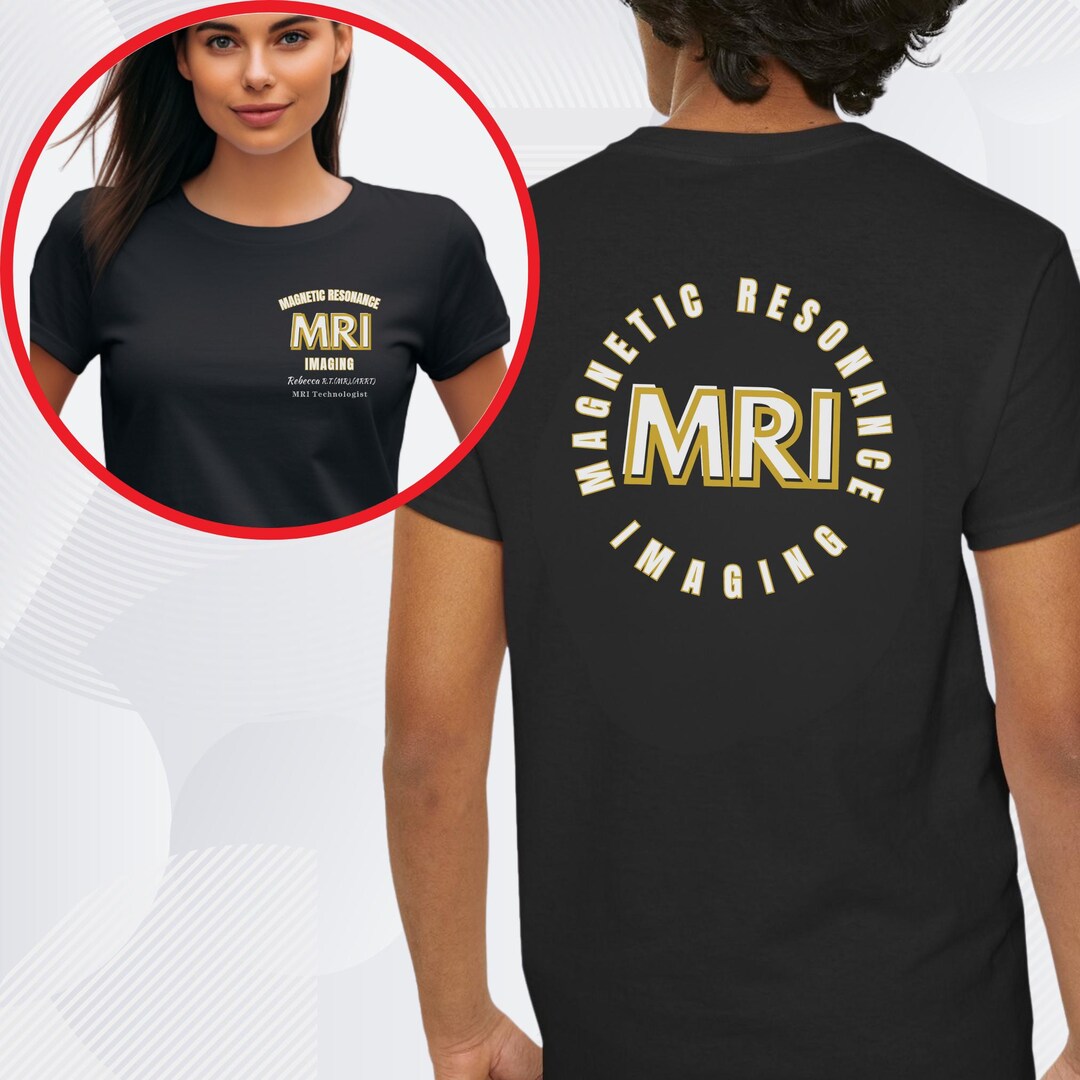 Custom MRI Tech Shirt- Personalized White Font Gold Outline: MRI Gifts ...