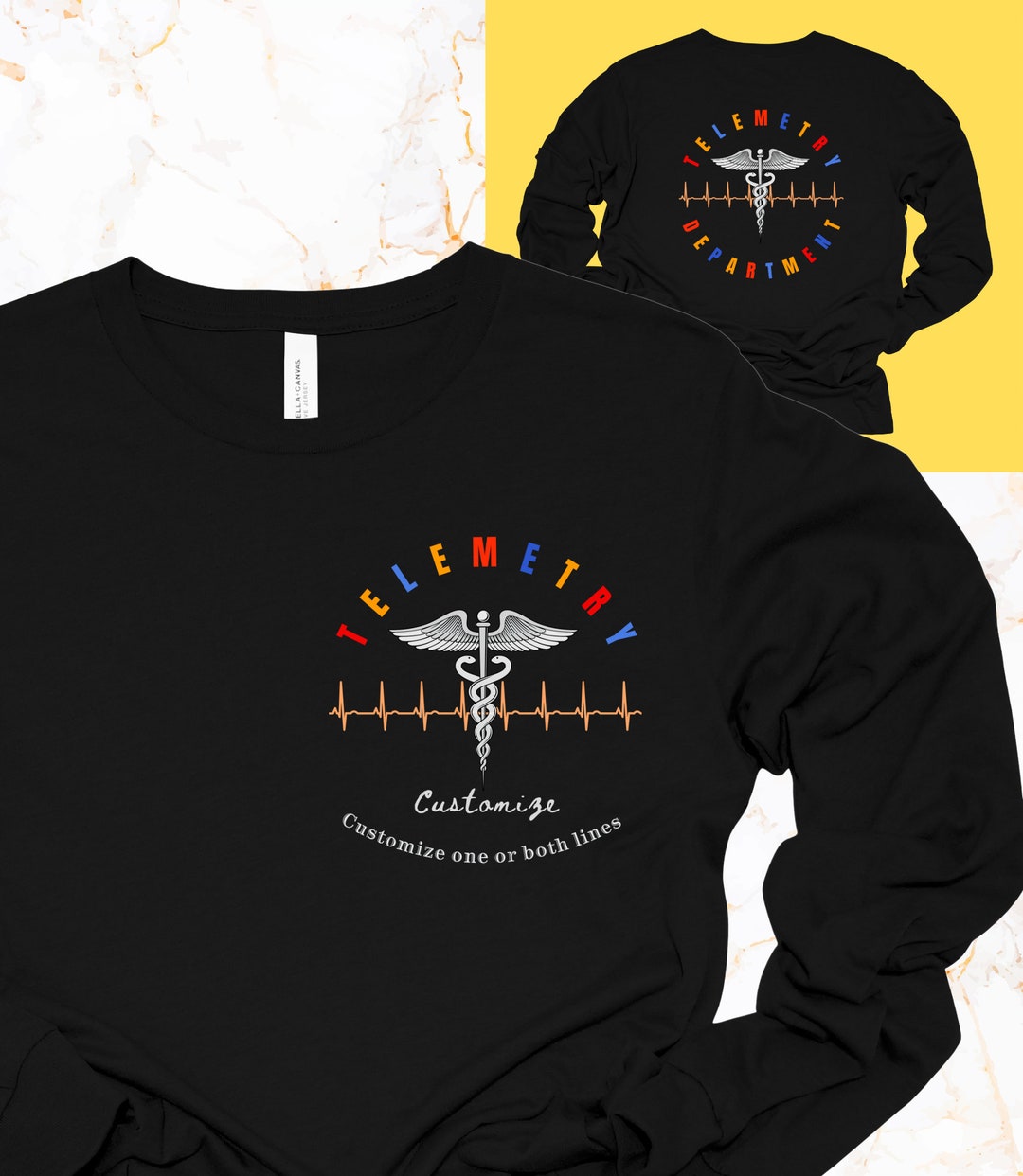 Custom Telemetry Nurse Unisex Long Sleeve Tee Colorful Personalized Telemetry Nurse Shirt 