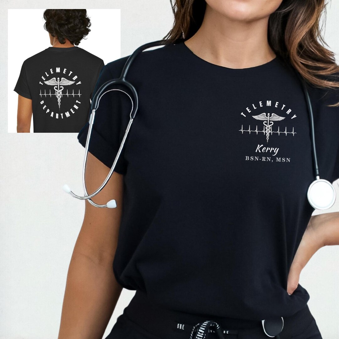Custom Tele, Telemetry, Custom Nurse Shirt, Black White Graphics ...