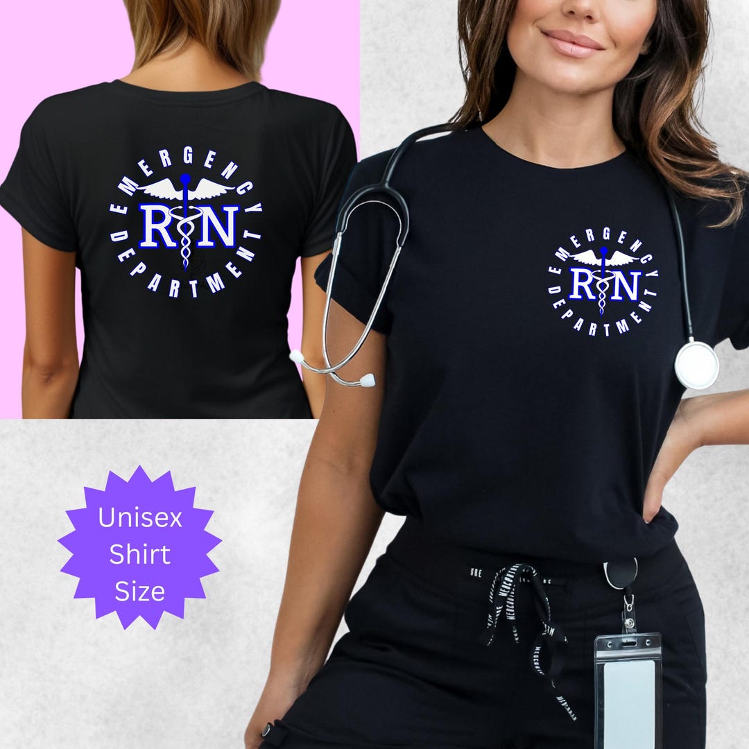 RN ER Shirt, ED Nurse, Emergency Tshirt, Blue Graphics, Ed Rn ...