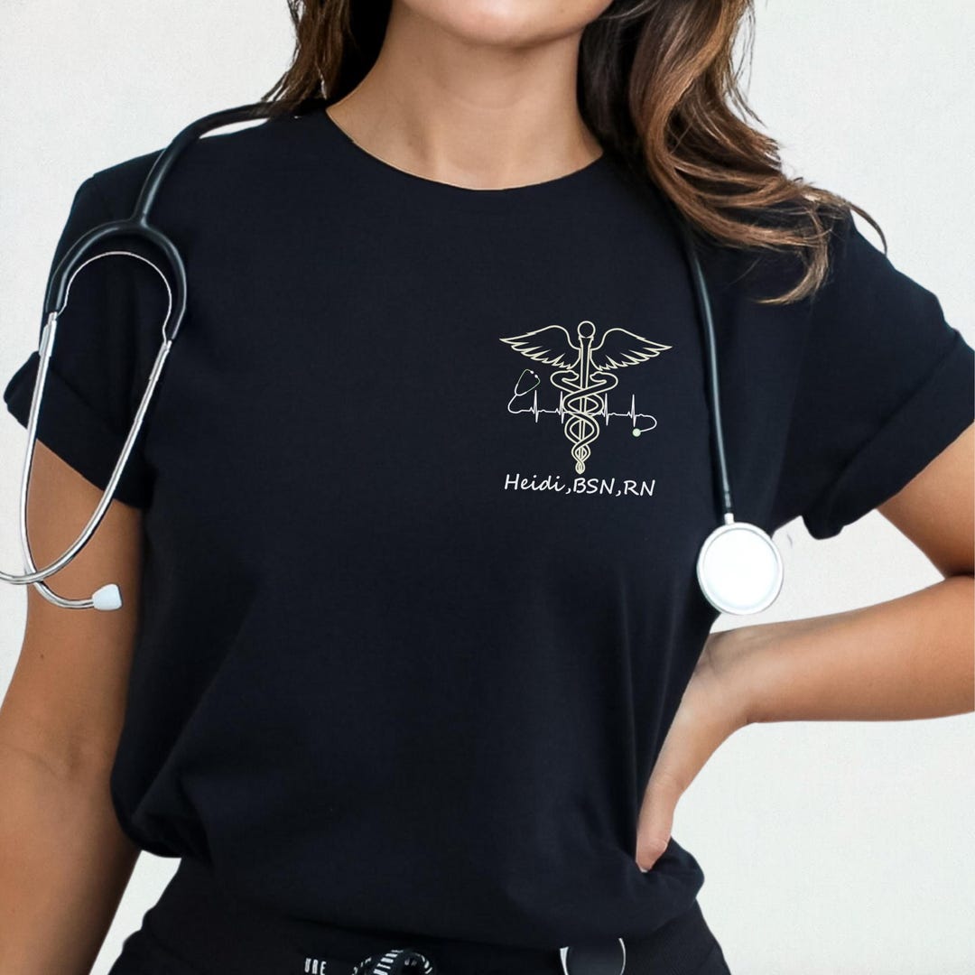 Custom, Heartbeat Stethoscope, EKG Shirts, Heartbeat Nurse Shirt, CCRN ...