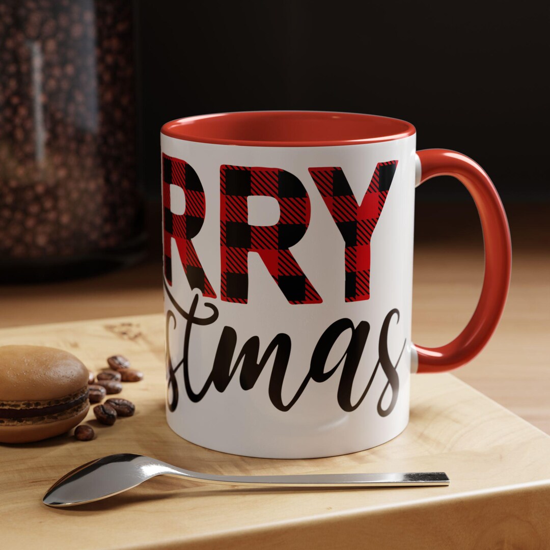 Merry Christmas Coffee Mug Buffalo Check Coffee Mug With Merry ...