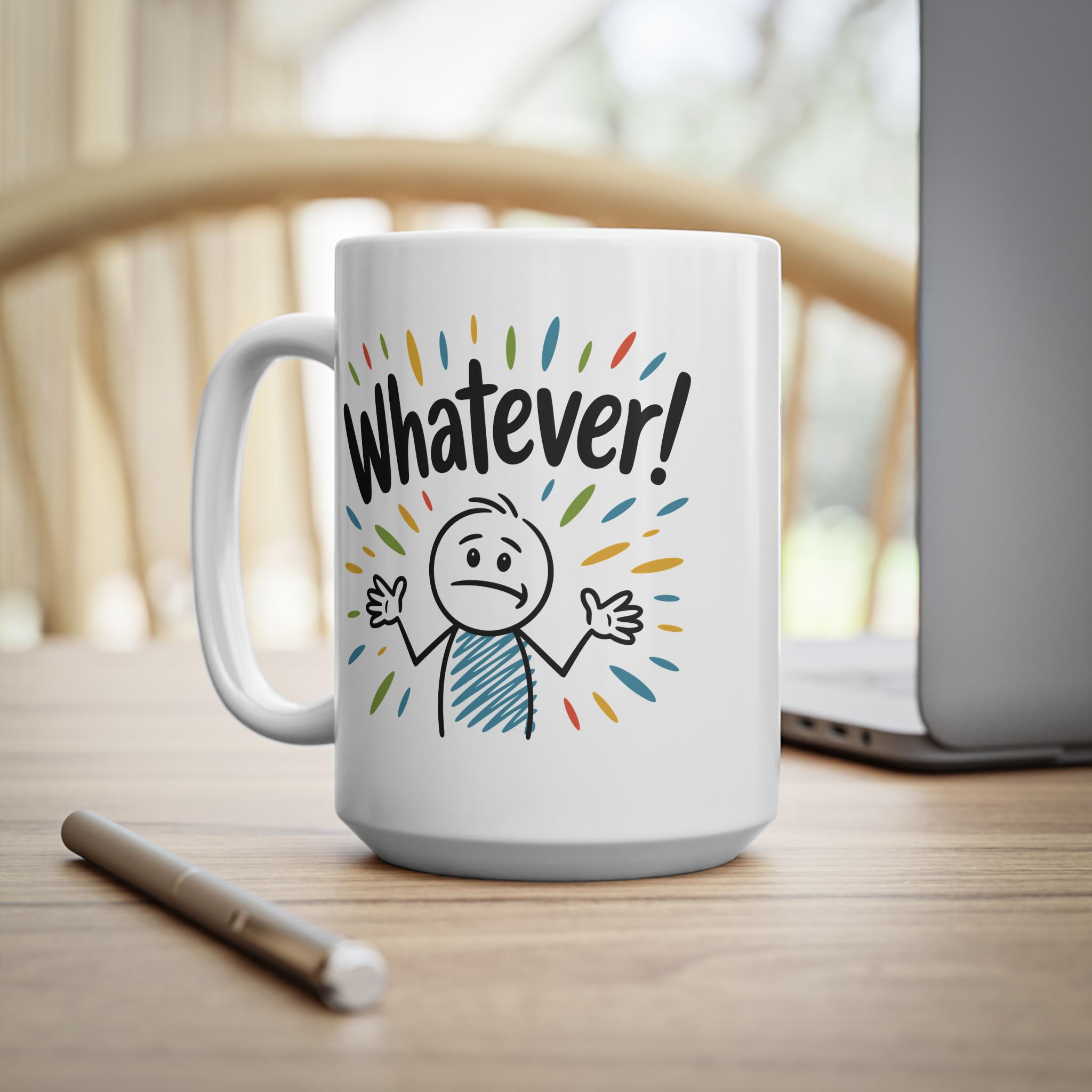 Whatever! Cartoon Stick Figure Ceramic Mug, Playful Humorous Design ...