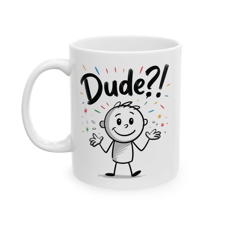 Shrugging Doodle Meme Mugs | Funny “dude?!” “bro?!” Reaction Coffee ...