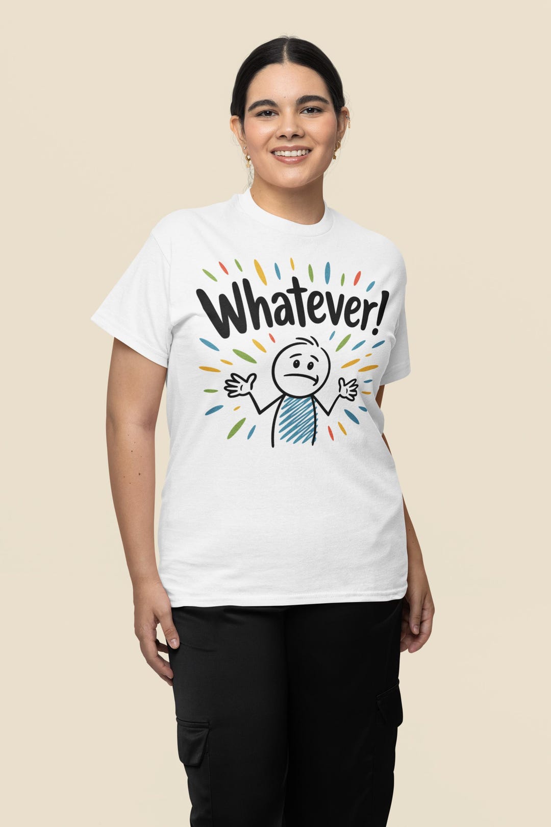 Casual Stick Figure Whatever! T-shirt, Men's Women's Unisex Tee ...
