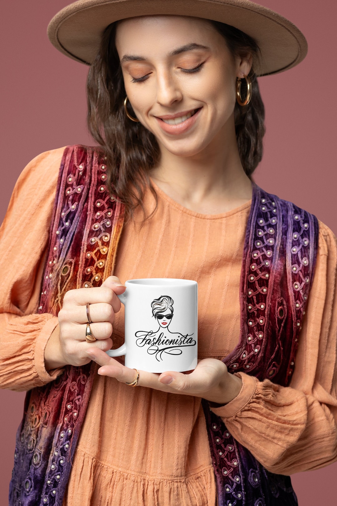 Fashionista Chic: Elegant Vector Line Art Design Ceramic Mug, 11oz - Etsy
